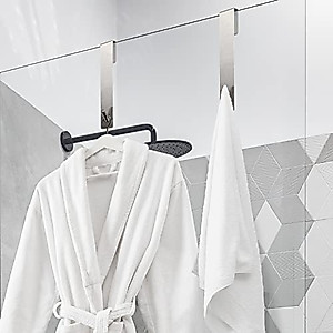 Shower Hooks, Stainless Steel Over The Door Hooks, Premium Towel Hooks for Bathrooms, 2pcs Heavy-Duty Over Door Hanger for Towel, Loofah, Bathrobe, Razor, 6.5 inches Length