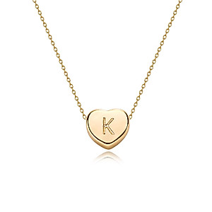Tiny Gold Initial Heart Necklace-14K Gold Plated Handmade Dainty Personalized Letter Heart Choker Necklace For Women Necklace Jewelry