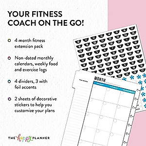 me & my BIG ideas 4 Month Fitness Extension - The Happy Planner Scrapbooking Supplies - Pre-Punched Pages - Food & Exercise Logs - Inspirational Dividers & Stickers To Stay on Track - Classic Size
