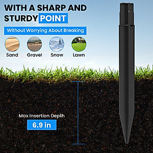 SDTC Tech 6-Pack 8.26 Inch / 21cm ABS Ground Spikes Solar Torch Light Garden Plastic Ground Stakes for Garden Light Pathway Markers (Pole Inside Diameter 0.83 Inch)