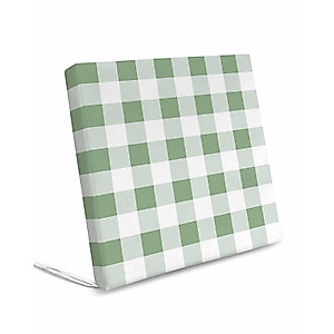 Onekaccu 2 Pack Indoor/Outdoor Seat Cushion Cover, Sage Green Cushion Seat Cover Waterproof Chair Cushion Slipcovers Pad with Ties for Patio Garden Spring Summer Buffalo Plaid 24Lx24W