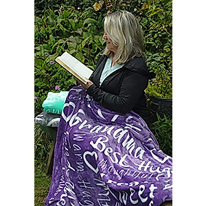 BlankieGram Grandmother Throw Blanket - Our Blankets and Throws Make The Ideal Gifts for Grandmother, Gifts for Women and for The Whole Family, Purple