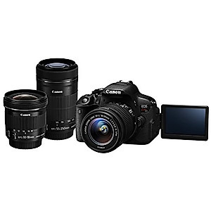 Canon DSLR Camera EOS Kiss X7i Triple Zoom kit EF-S10-18mm F4.5-5.6 is STM EF-S18-55mm F3.5-5.6 is STM EF-S55-250mm with F4-5.6 is STM KISSX7I-TZOOMKIT [International Version, No Warranty]