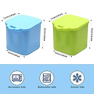 MUUPEG 2PCS Dips Containers Fits Most Bento Lunch Box To Go, Leakproof Salad Dressing Container Fits Lunch Box for Kids, Food Grade Silicone Condiment Container with Lids (Blue & Lime)