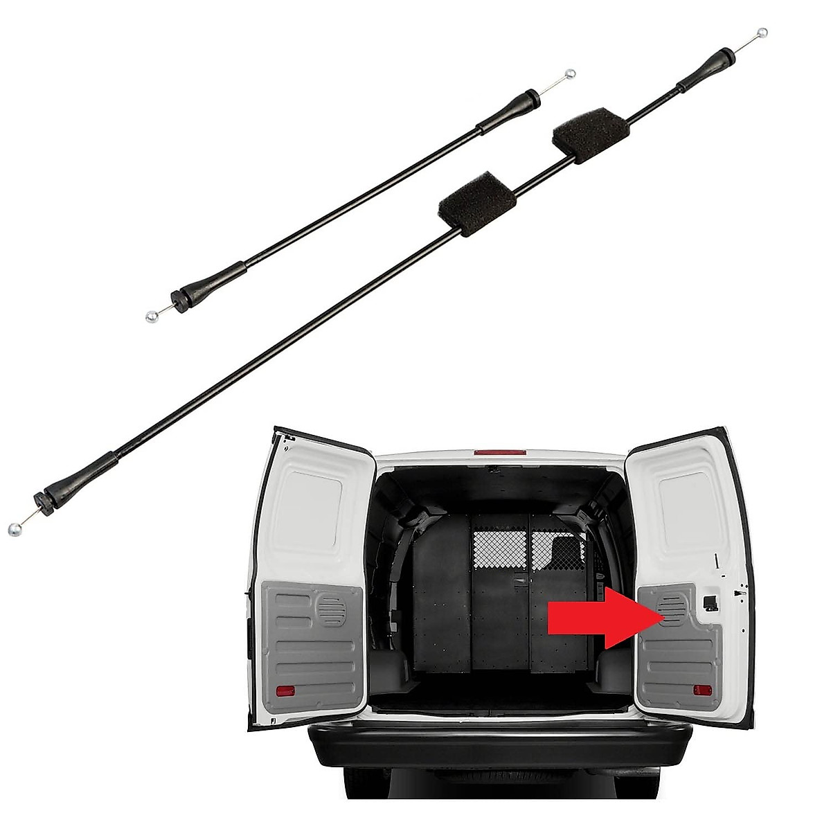 VKVXCLON Door Latch Cable Rear Right Side Compatible with Ford E150 E250 E350 E450 E550 Econoline Van 1992-2014 Rear Cargo Door Latch Release Cable Replaces# 8C2Z15431A02C 924-351