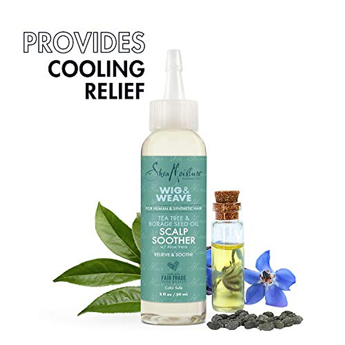 SheaMoisture Scalp Soother Oil Serum for Wig and Weave Tea Tree and Borage Seed Oil Paraben Free Scalp Treatment, 2 Ounce