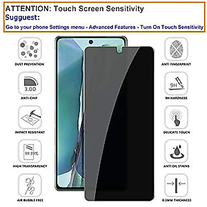 [2 Pack] Note 20 Privacy Screen Protector Anti-Spy, LYWHL Tempered Glass Screen Protector for Samsung Galaxy Note 20 5G, [Black] [Anti-Peek] [9H Hardness] [Anti-Scratch] [Bubble Free] - 6.7"