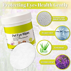 Treela 1200 Count Pet Eye Wipes for Dog, Cat, Horse and Rabbit Grooming, Dog Eye Wipes Soft Dog Tear Stain Remover Wipes for Gentle Eye Cleaning Care, No Irritate (Lavender)