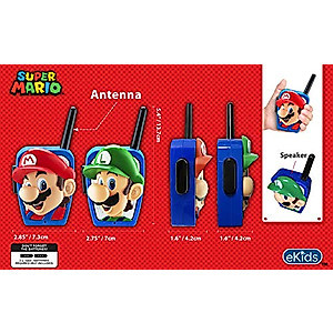 Super Mario Bros Walkie Talkies Kids Toys, Long Range, Two Way Static Free Handheld Radios, Designed for Indoor or Outdoor Games for Kids Aged 3 and Up