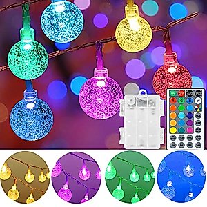 Mocalido 30ft Color Changing Globe String Lights Battery Operated Outdoor, 50 LEDs Christmas String Lights Waterproof with Remote, RGB Lights for Indoor Kids Room Bedroom Garden Patio Decor