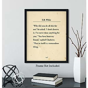 Govivo Excerpt from Charlotte's Web by E.B. White - Typography Wall Decor Art Print on a beige background - 11x14 unframed artwork printed on photograph paper