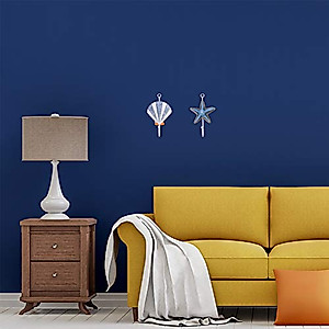 Cabilock 2Pcs Mediterranean Wall Hooks Clothes Hooks Sea Shell Coats Hat Key Rack Towels Hangers Nautical Decorative Hooks for Home Bedroom Beach Coastal Ornaments