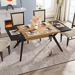 Tribesigns 63" Dining Table for 4-6 People, Modern Rectangular Kitchen Table Dinner Table, Large Dining Room Table with X-Shaped Iron Frame and Thickened Board