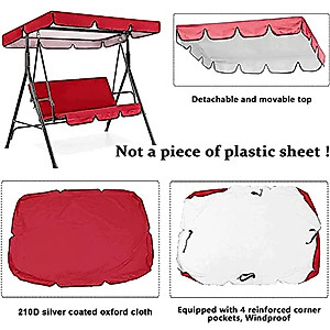 BTURYT Replacement Canopy Top Cover for Garden Swing Seats 3 Seater,Patio Swing Canopy Cover Set,Universal Swing Canopy Cover and Swing Cushion Cover-(top Cover + Chair Cover)