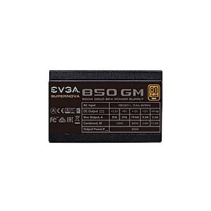 EVGA SuperNOVA 850 GM, 80 PLUS Gold 850W, Fully Modular, ECO Mode with FDB Fan, 10 Year Warranty, Includes Power ON Self Tester, SFX Form Factor, Power Supply 123-GM-0850-X1