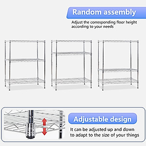 FDW 3 Tier Wire Shelving Units Metal Storage Rack 23L x 13W x 30H Adjustable Pantry Shelves NSF Kitchen Shelf for Kitchen Garage Small Places Commercial,Chrome