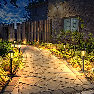 ILANCK 10 Pack Solar Pathway Lights Outdoor Waterproof, Dusk to Dawn Auto On/Off LED Garden Lights, Easy Installation Landscape Lighting for Yard Garden Lawn Driveway