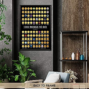 100 Things to Do Bucket List Scratch off Poster - Best Things to Do Scratchable Poster - Motivational Scratch off Poster - Archievements Checklist