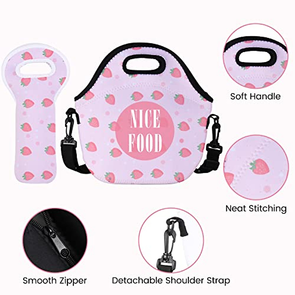 Valyria Sublimation Blanks Lunch Bag Water Bottle Holder, Thick Insulated Lunch Tote Box Water Bottle Carrier Bag-Reusable Lunch Organizer Cooler Bag with Zipper for Outdoor Travel Picnic Work