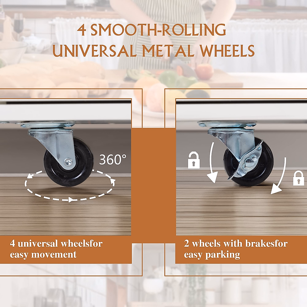 SUNLEI Kitchen Island on Wheels with Storage Cabinet & Drawer, 40" Kitchen Cart Cabinet with Shelves, Cart Handle for Towel Rack or Free Mobility, Portable Islands for Kitchen(White)