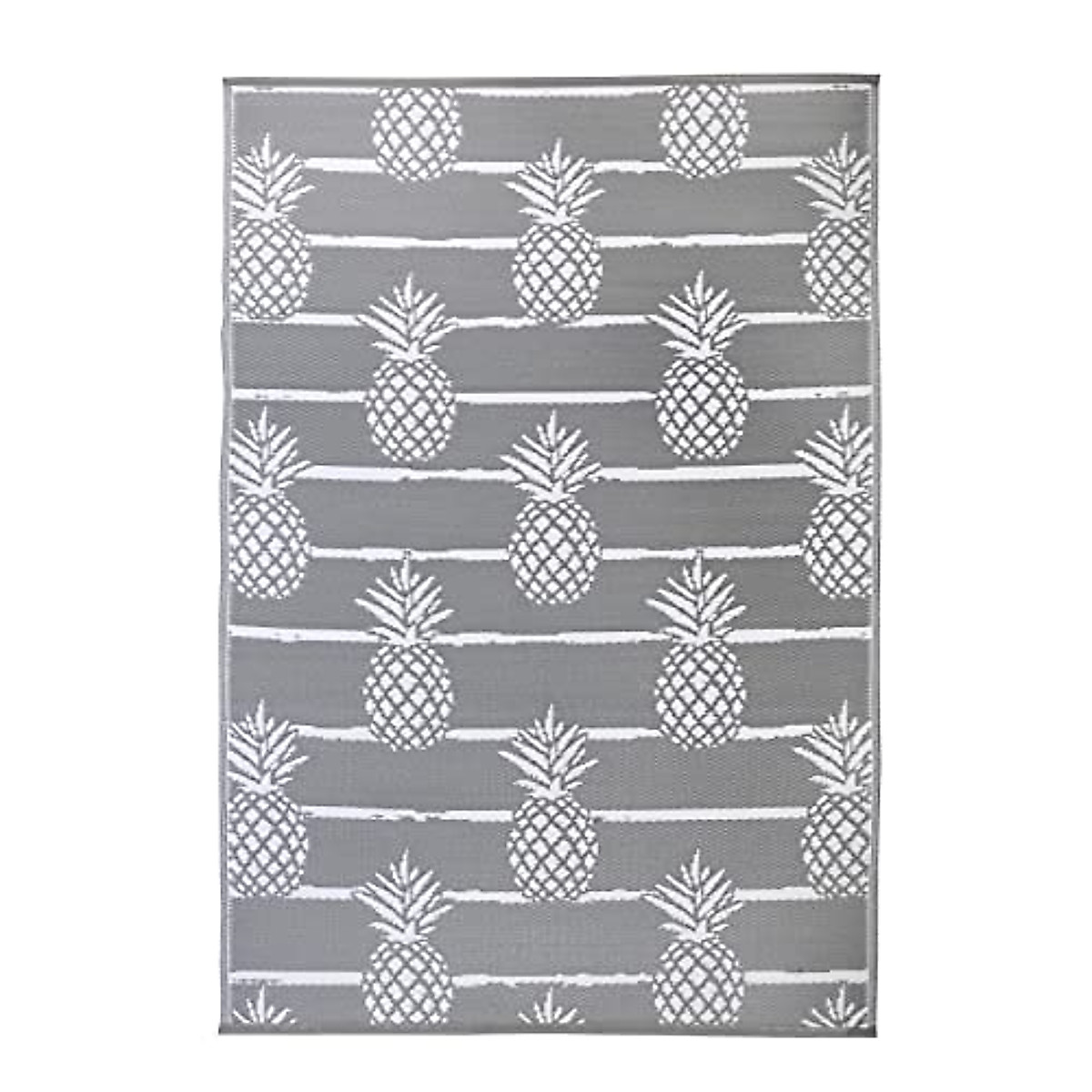 Healthy Choices Outdoor Area Rug - 4 x 6 ft - Waterproof, Fade Resistant, Reversible, Premium Recycled Plastic, Lightweight Floor Mat for RV, Patio, Deck, Picnic, Beach, Trailer, Camping - Silver