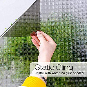 rabbitgoo Window Privacy Film Stained Glass Window Film Mosaic Static Cling Decorative Window Vinyl, Removable Rainbow Window Tint, Non-Adhesive UV Blocking for Home Office, Brown, 35.4 x 78.7 inches