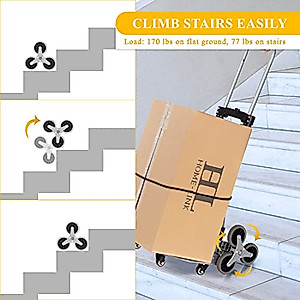 Stair Climbing Cart Hand Truck- HL Home-Link Shopping Cart Portable Folding Heavy-Duty 170 LB Load Capacity Trolley Luggage Delivery Hand Truck with Silent Wheels