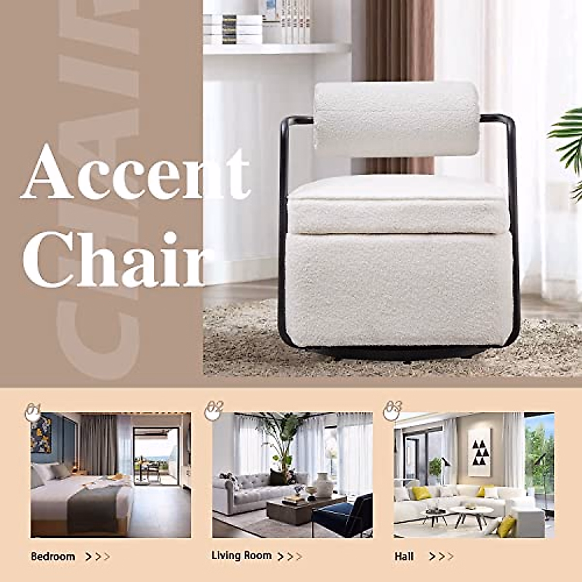 Alunaune Upholstered Sherpa Swivel Storage Living Room Chairs Set of 2, Modern Accent Chair Fuzzy Arm Club Chair Couch, Mid Century Single Sofa Guest Reception Lounge Chair Indoor for Bedrooms-White