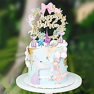 CheeseandU 5Pcs Glitter Mermaid Tail Candles Celebration Cake Topper Decoration Sea Bday Party Candles for Birthday Parties, Wedding Decorations, Party Candles, Celebrations