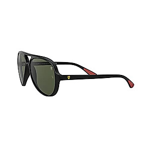 Ray-Ban RB4125M Scuderia Ferrari Collection Aviator Sunglasses, Black/G-15 Green, 57 mm