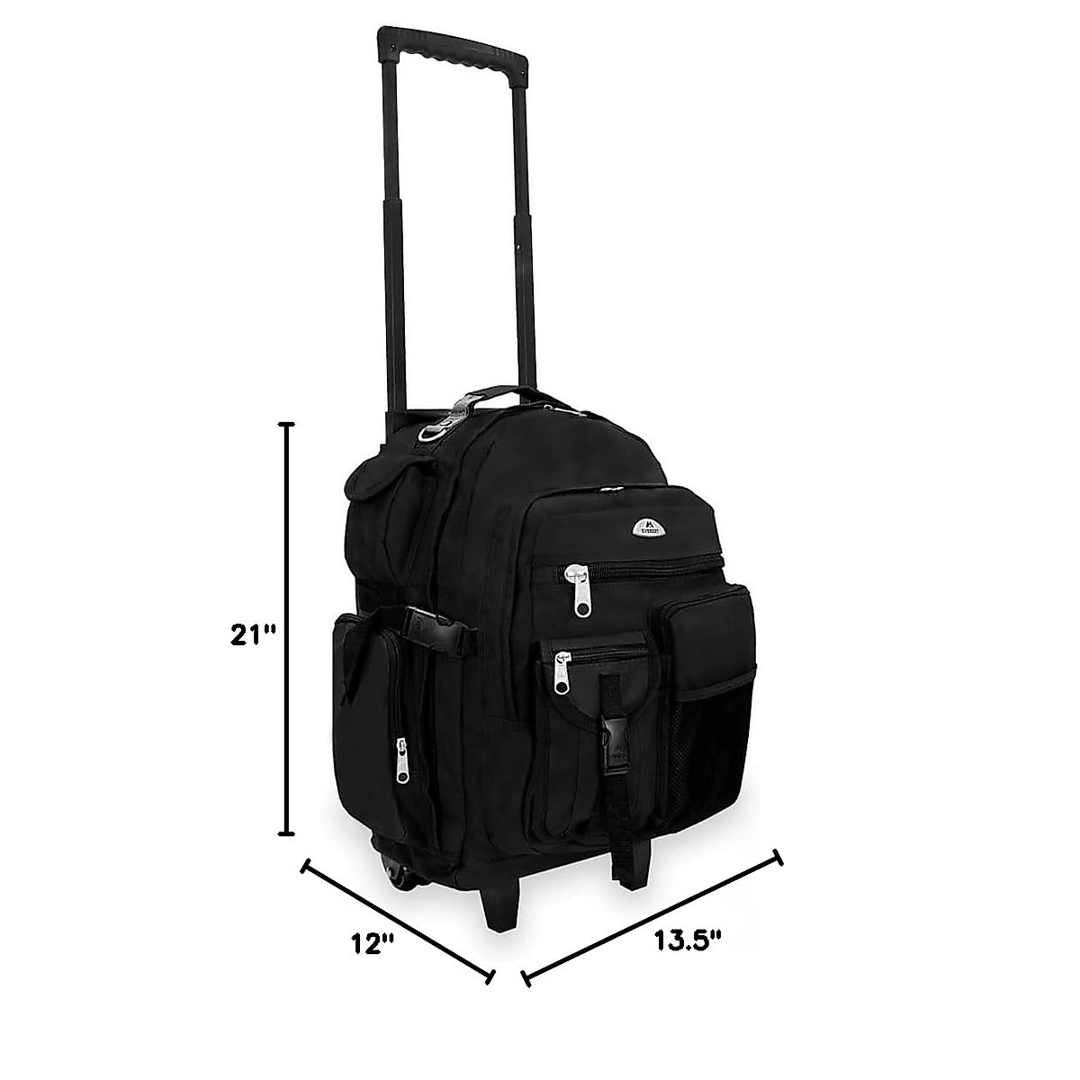 Everest Deluxe Wheeled Backpack, Black, One Size
