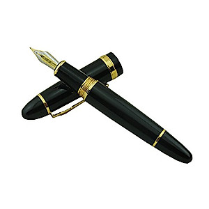 Jinhao 159 Vivid Black Fountain Pen (Gold Trim)