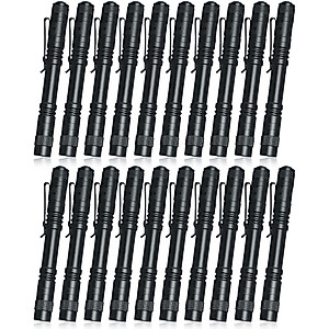 Vinsot 20 Pcs LED Pocket Flashlight Mini Small Handheld Pen Light Bulk Flashlight Tactical Torch with Clip LED Pen Pocket Light for Police Camping Outdoor Inspection Security (5.12 Inch)