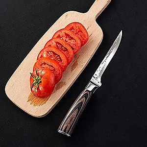 Kitory Boning Knife Forged Filleting Knife Razor sharp High-Carbon Stainless Steel Ergonomic Pakkawood Handle Professional Trimming Knife 7 INCH for Meat and Poultry