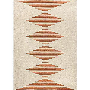 JONATHAN Y SMB204A-5 Vinales Diamond Stripe Indoor Outdoor Farmhouse Transitional Traditional Area Rug,High Traffic,Kitchen,Living Room,Backyard,Non Shedding,5 X 8,Beige/Terracotta