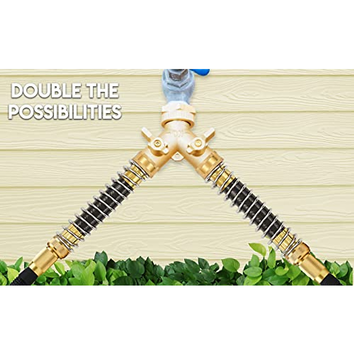 Morvat Brass Garden Hose Kink Protector, Hose Extension, Water Hose Adapter, Outdoor Faucet Extender, Standard 3/4'' Threading, 2 Pack, Includes 4 Rubber Washers and Tape