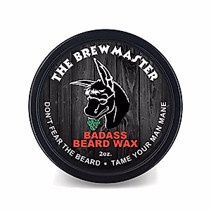 Badass Beard Care Beard Wax For Men - The Brewmaster Scent, 2 oz - Softens Beard Hair, Leaves Your Beard Looking and Feeling More Dense