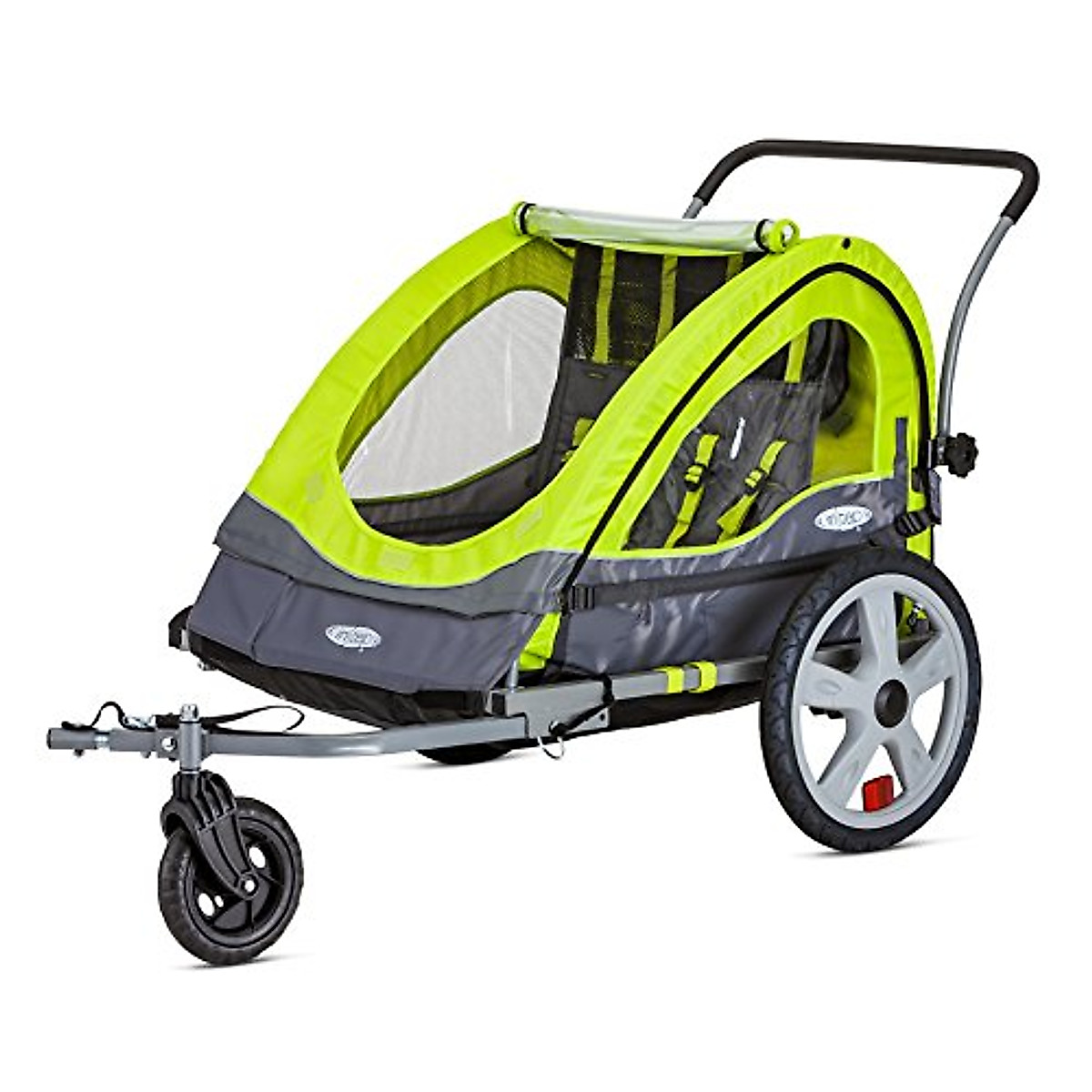Instep Quick-N-EZ Double Tow Behind Bike Trailer, Converts to Stroller/Jogger, Green