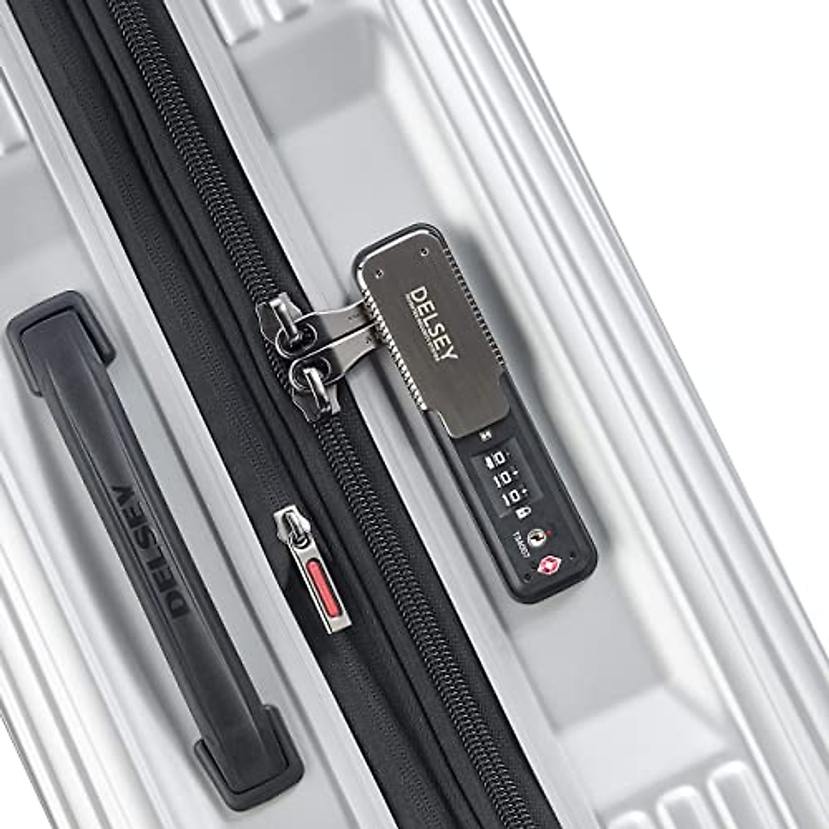 DELSEY PARIS Securitime Expandable Luggage with Spinner Wheels, Silver, Checked-Medium 25 Inch