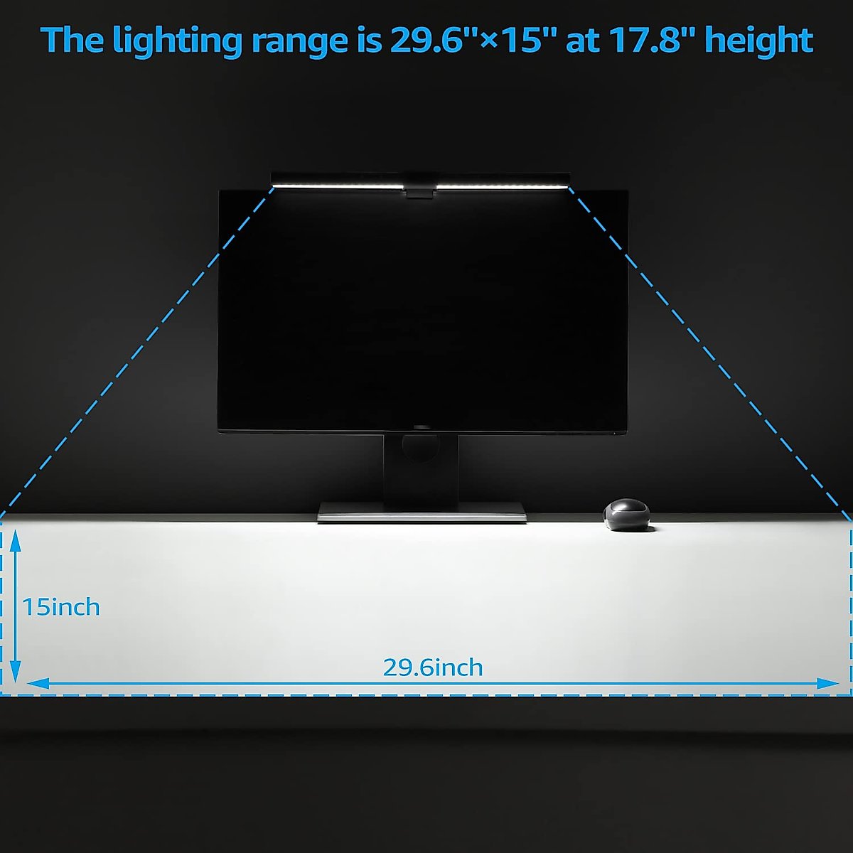 TORCHSTAR LED Computer Monitor Lamp, Auto-Dimming, CRI 97 Eye-Caring Adjustment LED Screen Light Bar, E-Reading USB Powered Monitor Light for Gaming Desk Office, Touch Control, Black