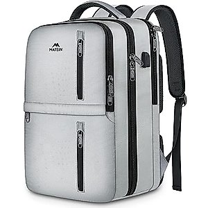 Laptop Backpack 15.6 Inch, Airline Approved Travel Carry on Backpack with USB Port, Anti Theft Business Suitcase Computer Work Bag, Water Resistant Overnight College Daypack Gifts for Men Women, Gray