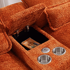 Neylory Modular Sectional Sofa 123" U-Shape Sofa Couch, Chenille 6-Seat Cloud Couch with Cupholder and USB Ports, Chaise Upholstered for Living Room, Apartment, Dark Gray