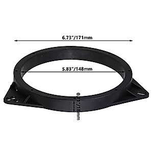 Black Plastic 6.5"" Car Speaker Adapters Mount Plates Bracket Pack of 2