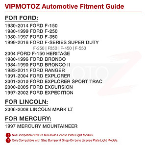 VIPMOTOZ Pure White SMD LED Chrome License Plate Light Tag Lamp Assembly Replacement For Ford F150 F250 F350 Super Duty Ranger Pickup Truck Explorer Bronco Excursion Expedition