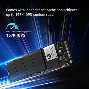 HP EX900 Pro 256GB NVMe PC SSD - PCIe Gen3 (8.0 GT/s) x 4, M.2 2280, 3D NAND Internal Solid Hard State Up to 2240 MB/s with DRAM Cache - 9XL75AA#ABA