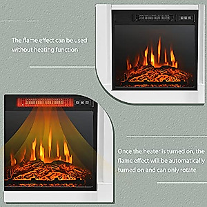 COSTWAY 32 Inch Electric Fireplace with Mantel, 1400W Freestanding Fireplace Heater w/Remote Control & Adjustable 3D Flame Effect, Indoor Fireplace Mantel for Living Room, Bedroom (White)