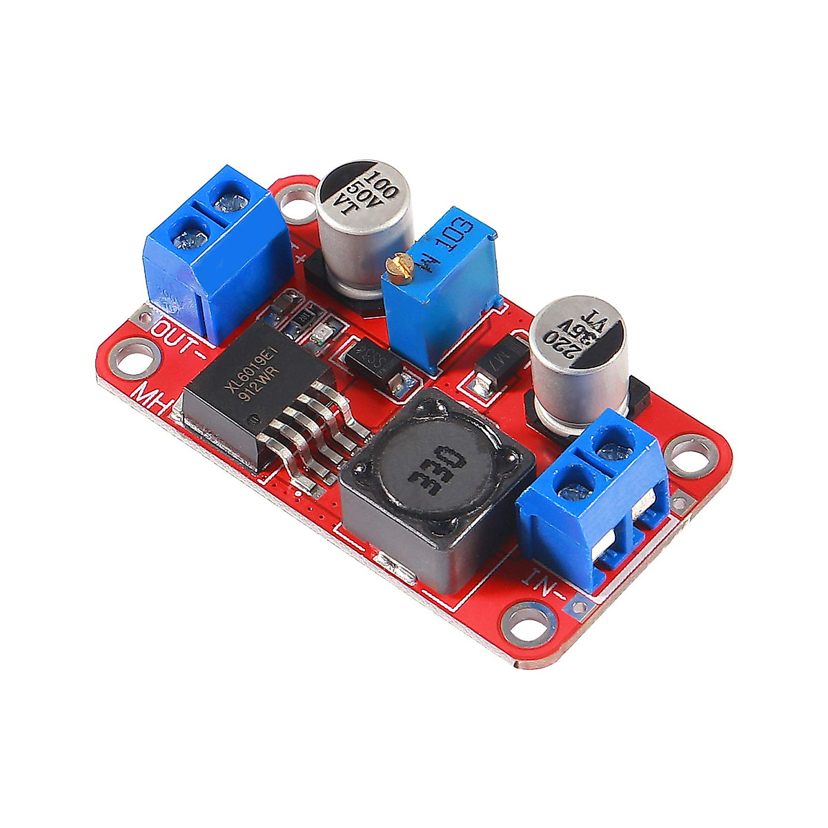 MELIFE 5pcs XL6019 5A High Power Current DC to DC Step-up 5V 6V 12V 24V 3-35V to 5-40V Converter Adjustable Voltage Regulator Power Modules Boost Module Booster