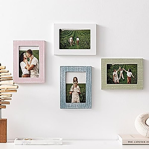 eletecpro 4x6 Picture Frame Set of 4 - Wooden Designs Wall Decor - Table Top & Wall Mount Photo Frame - Vertical & Horizontal - Rustic Home Décor Picture Frames
