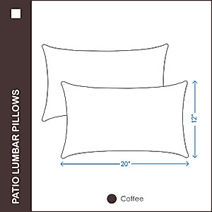 YOOZEKU Indoor Outdoor Lumbar Pillows,Waterproof Outdoor Pillows Set of 2 for Patio Furniture,12×20 Inch,Coffee