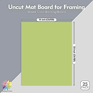 Mat Board Center, 16x20 Uncut Photo Mat Boards - Full Sheet - for Art, Prints, Photos, Prints and More, Mixed Color, 25-Pack
